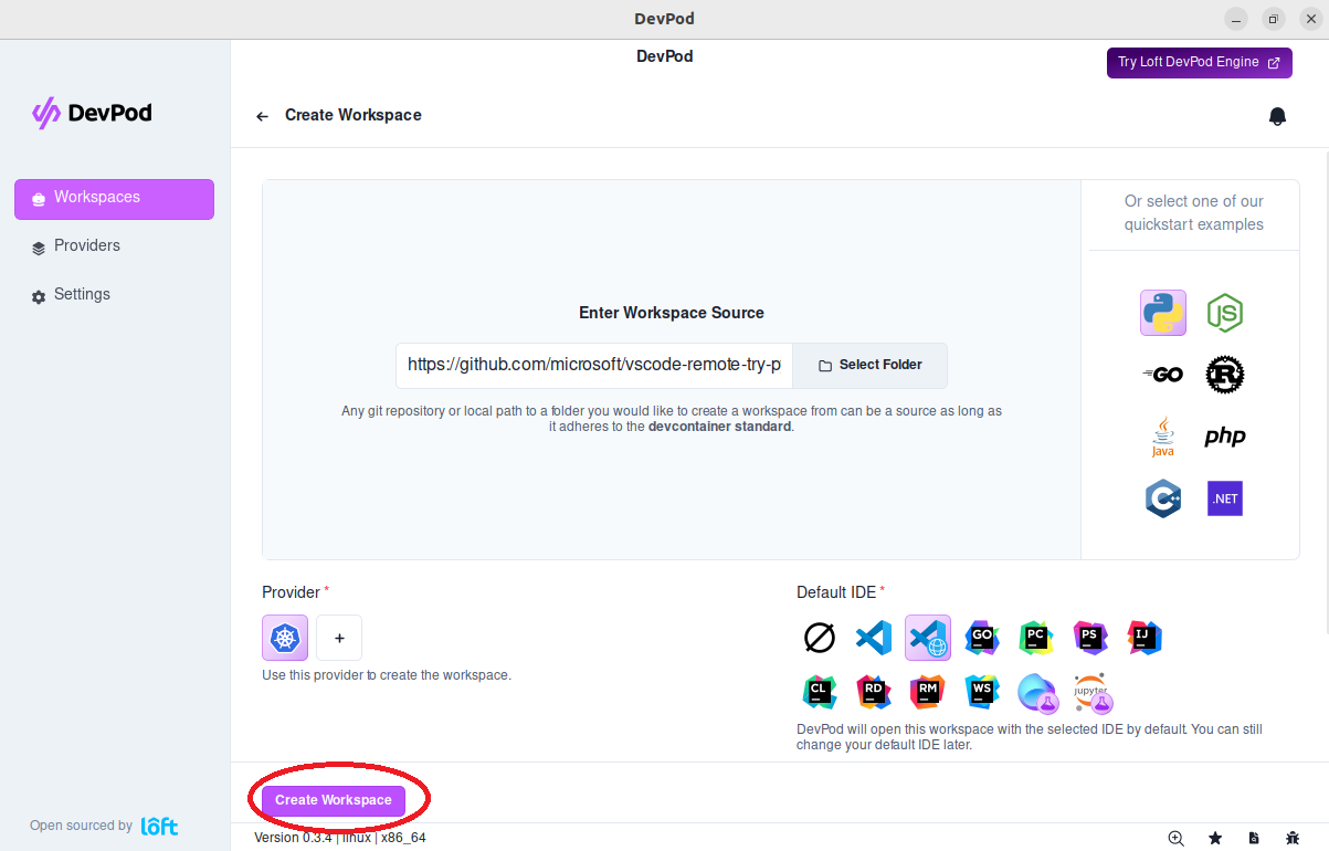 Kubernetes Provider with Minikube and VS Code Browser | DevPod docs ...