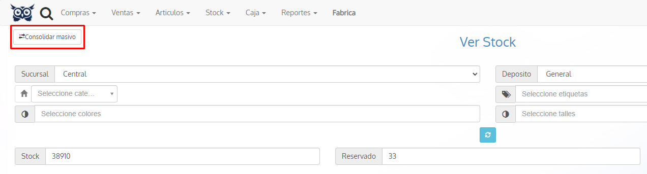 Consolidar stock masivo | Ninox Docs