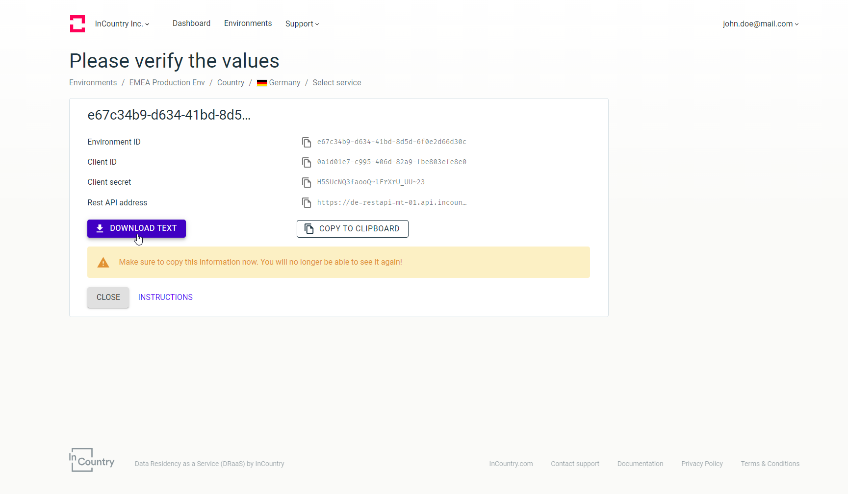 Managing services - InCountry Docs