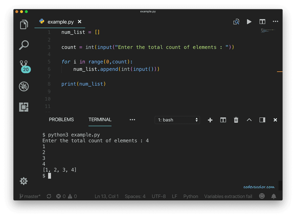 How to read a user input list in python - CodeVsColor