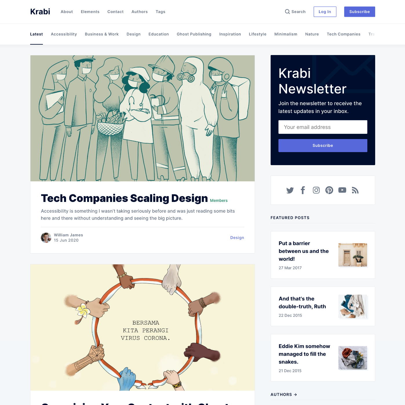 Krabi - Membership and subscription Ghost theme - Aspire Themes