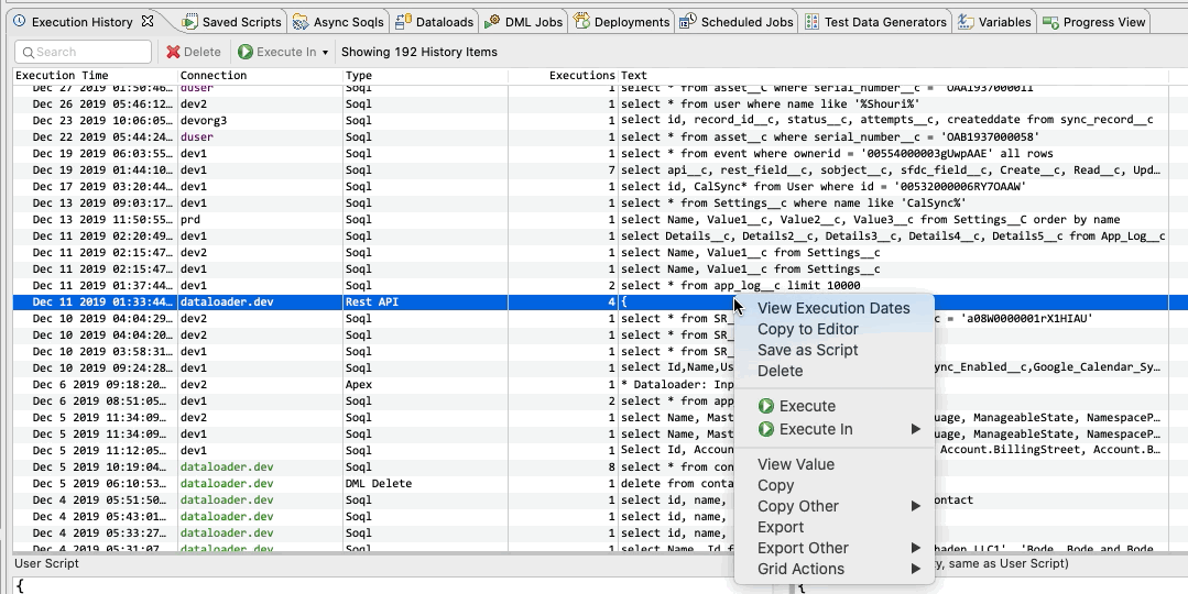 Datasert - Data Grids - Realfire Help