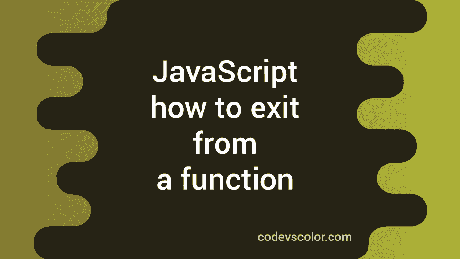 How to exit from a function in JavaScript - CodeVsColor