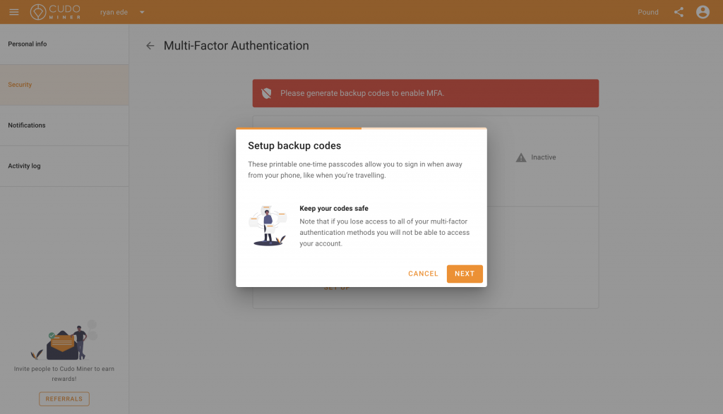 How do I set up multi-factor authentication for my user account? | Cudo ...