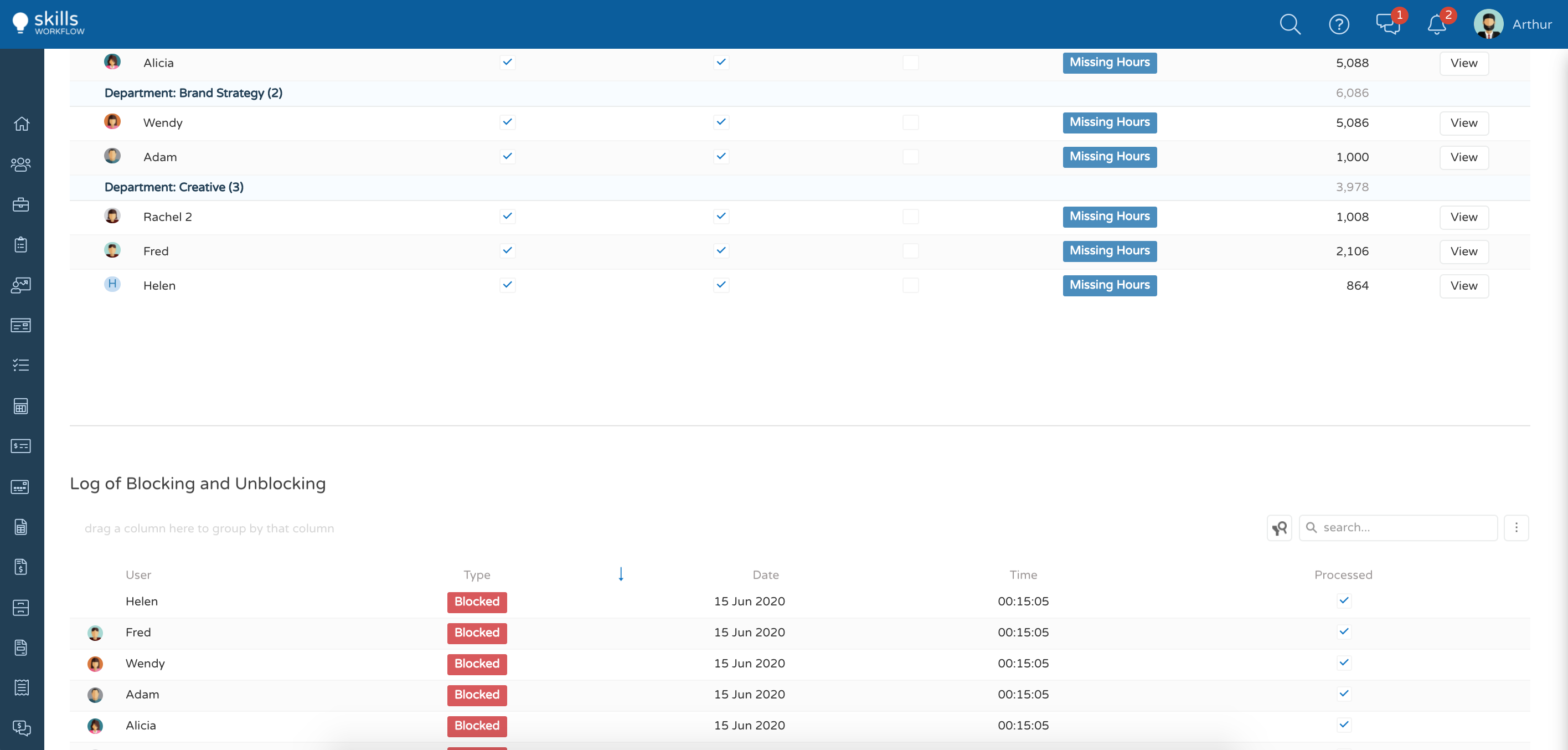 Horas de Tiempo en Falta y Aprobaciones | Skills Workflow’s Documentation