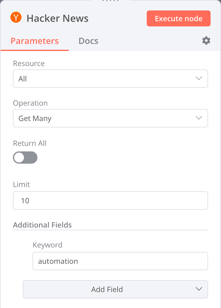 Building a mini-workflow | n8n Docs