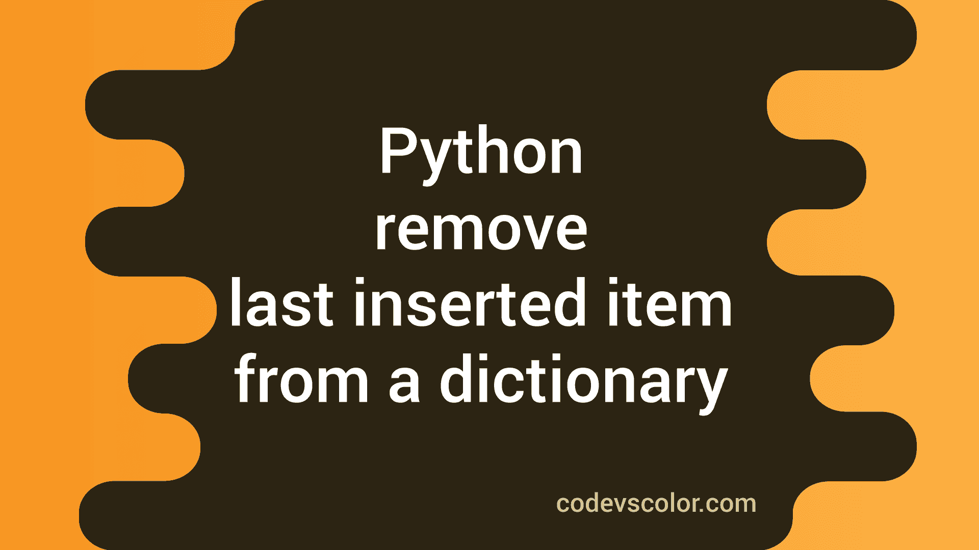 Python remove the last inserted item from a dictionary using popitem ... Python remove the last inserted item from a dictionary using popitem ...