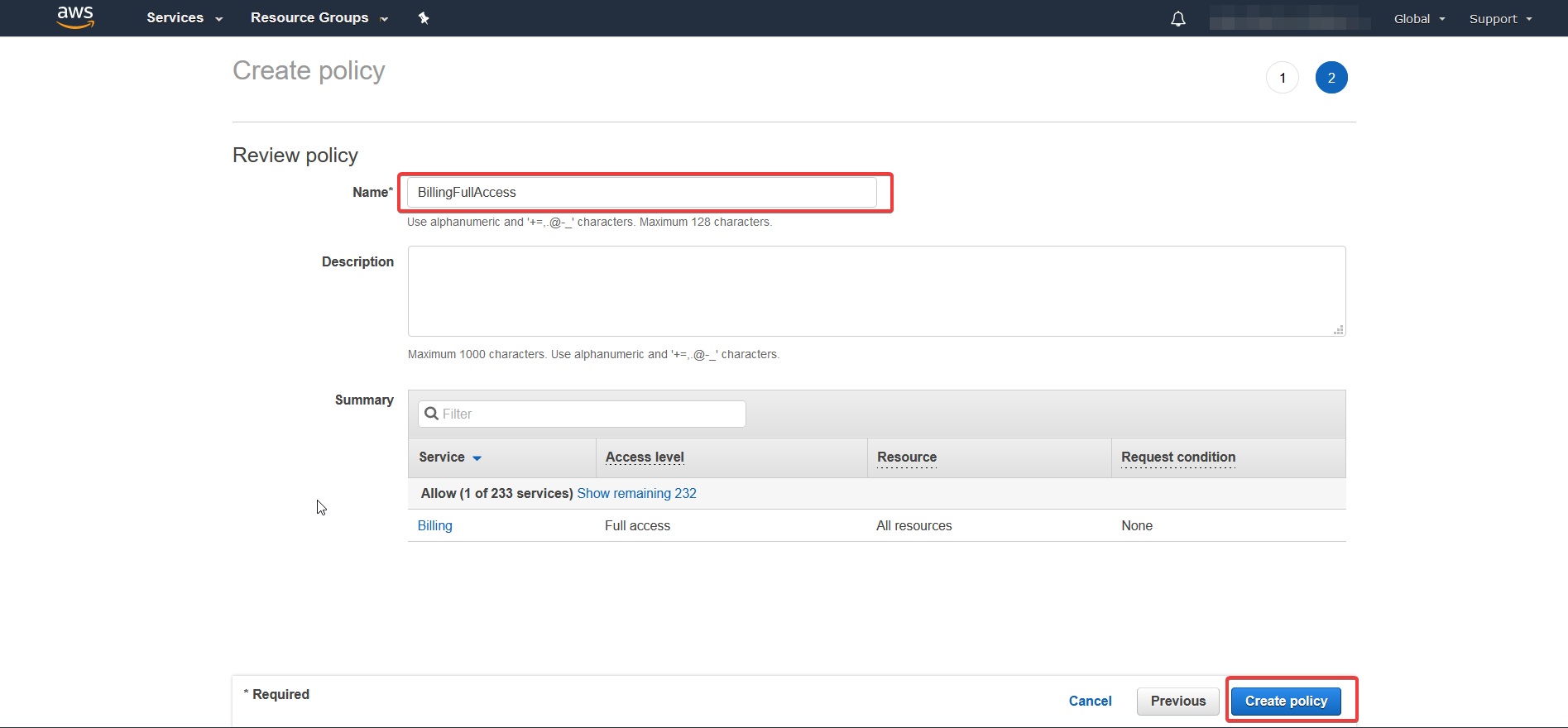 Add a billing admin user to secure an AWS root account