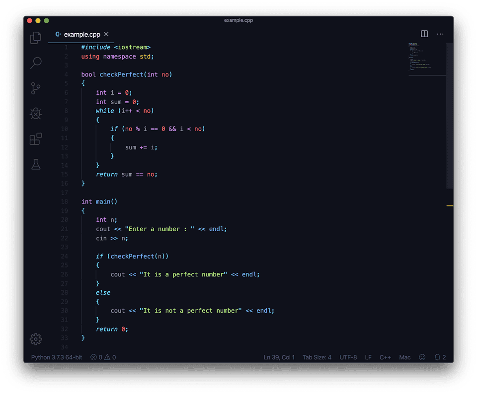 C++ program to check if a number is perfect or not - CodeVsColor