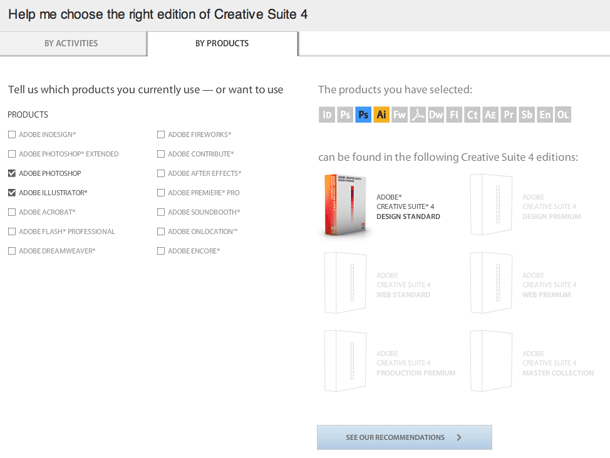 Adobe Product Comparison Table | Konigi