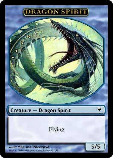 5/5 Blue Dragon Spirit Creature Token | MTG.onl Tokens