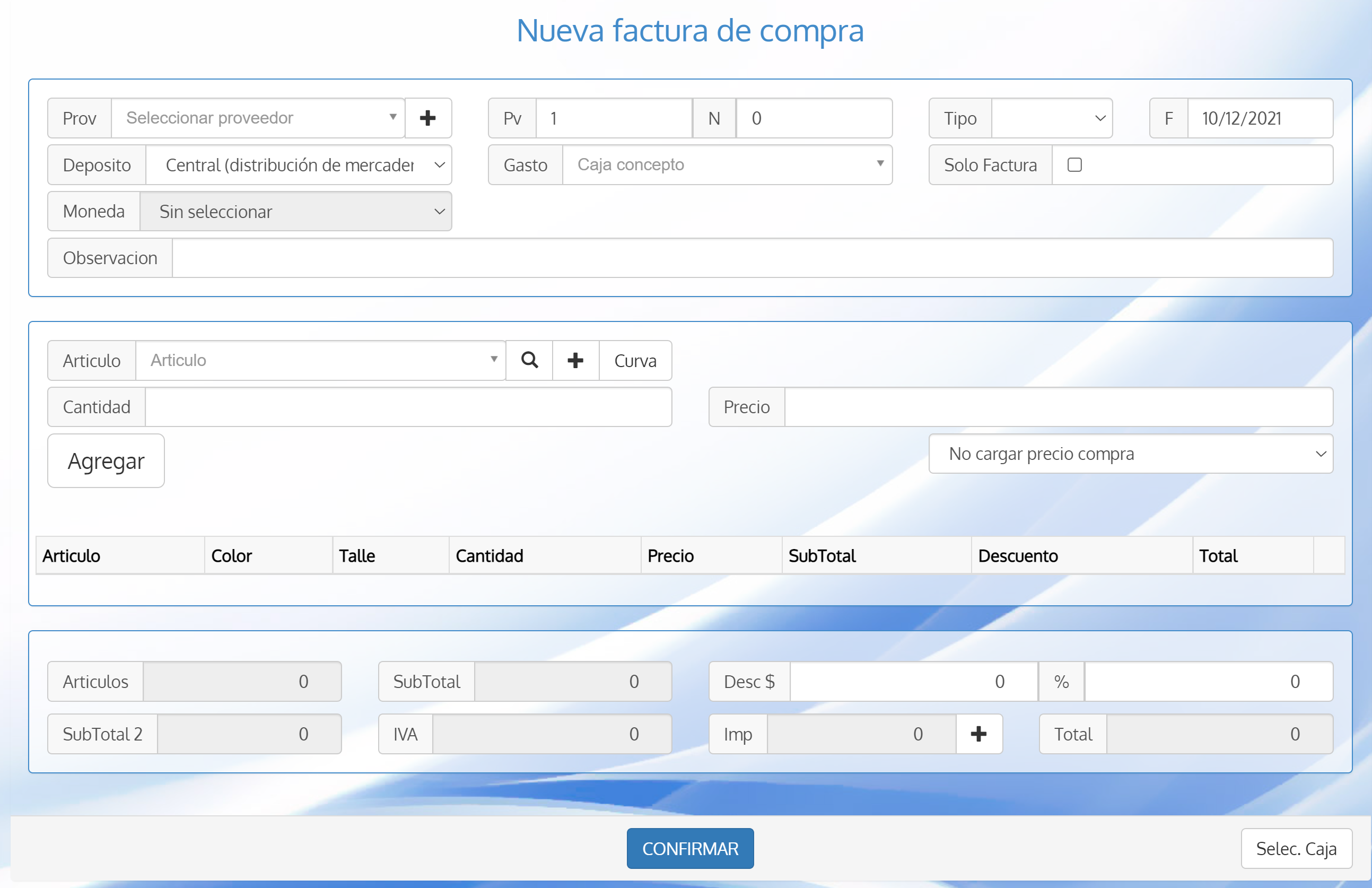 Factura de compra | Ninox Docs