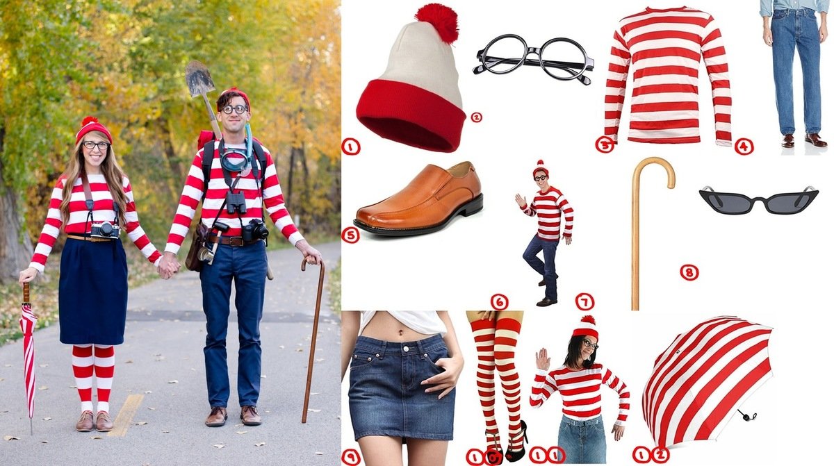 Dress like Waldo & Wenda Costume for Cosplay & Halloween
