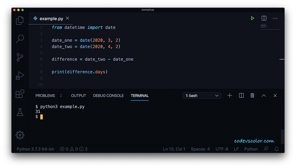 Find The Number Of Days Between Two Dates In Python CodeVsColor