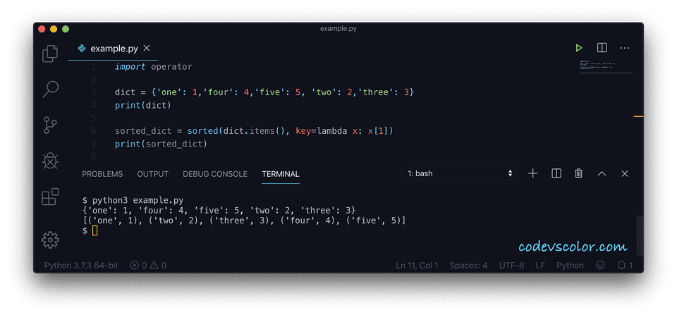 Sort a python dictionary by values - CodeVsColor Sort a python dictionary by values - CodeVsColor