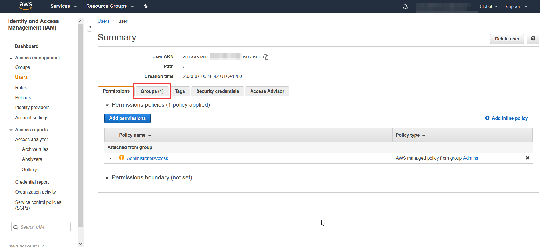 Add a billing admin user to secure an AWS root account