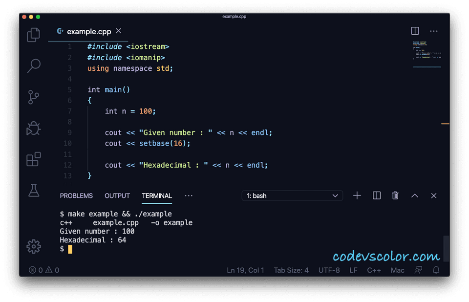 setbase operator in C++ - CodeVsColor