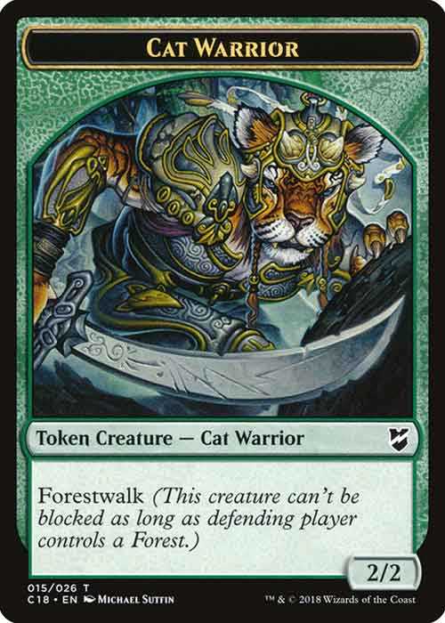2/2 Green Cat Warrior Creature Token | MTG.onl Tokens
