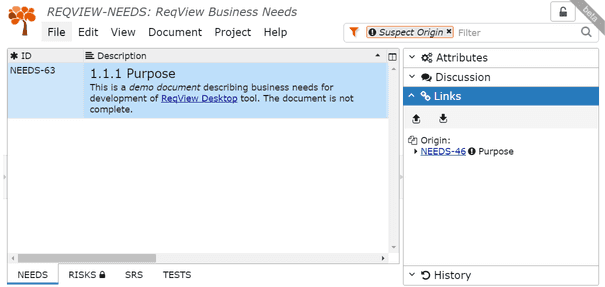 ReqView 2.3.0 Beta 2 — Project History | ReqView