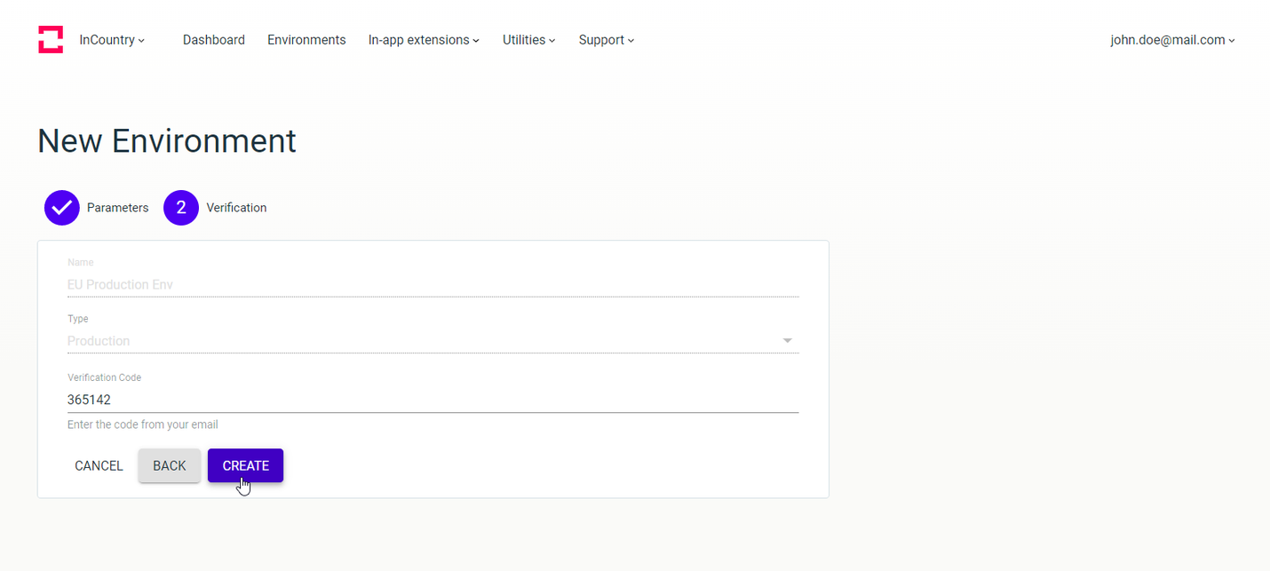 Managing environments | InCountry Docs