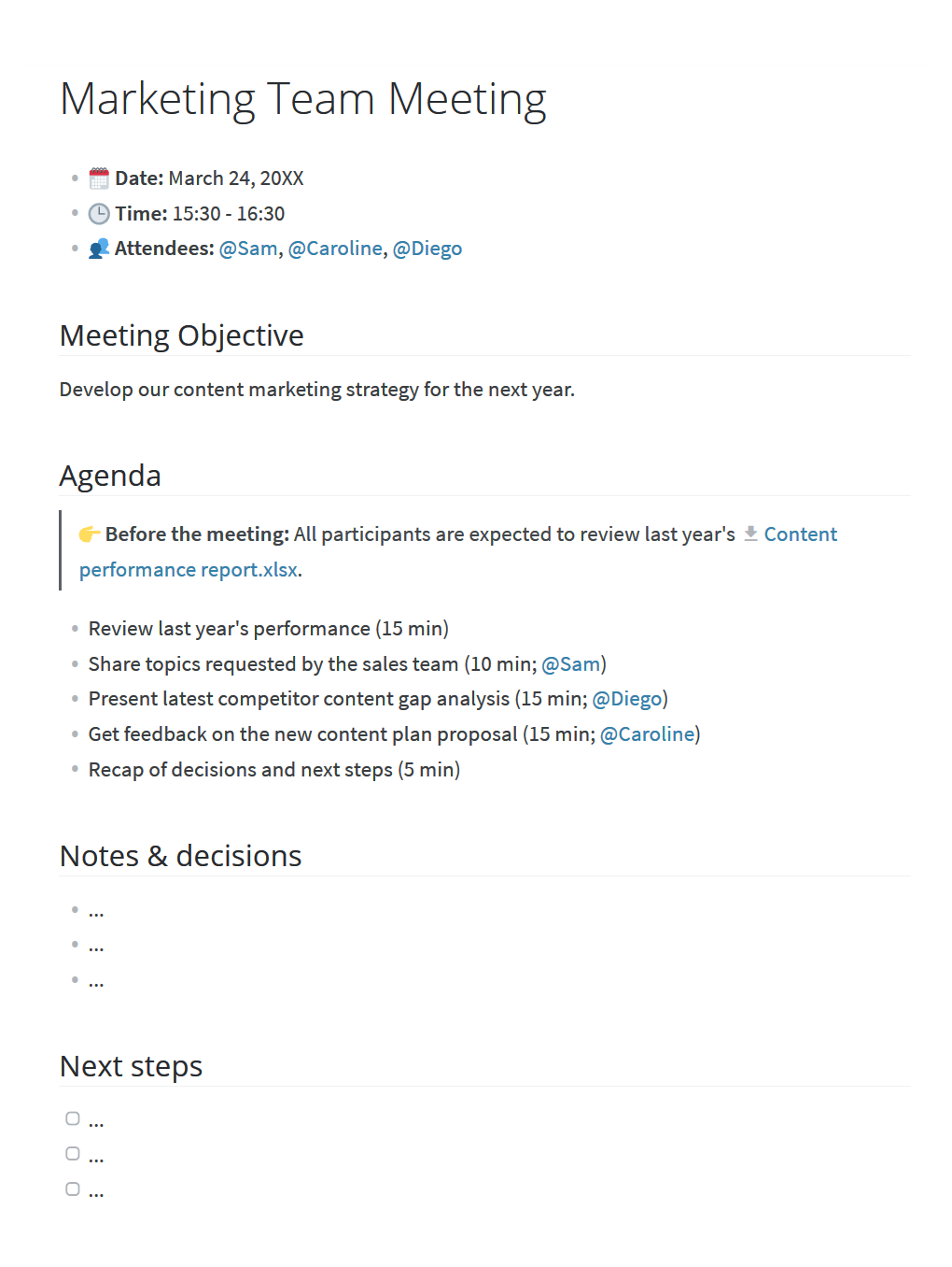 How To Write A Meeting Agenda Templates Examples