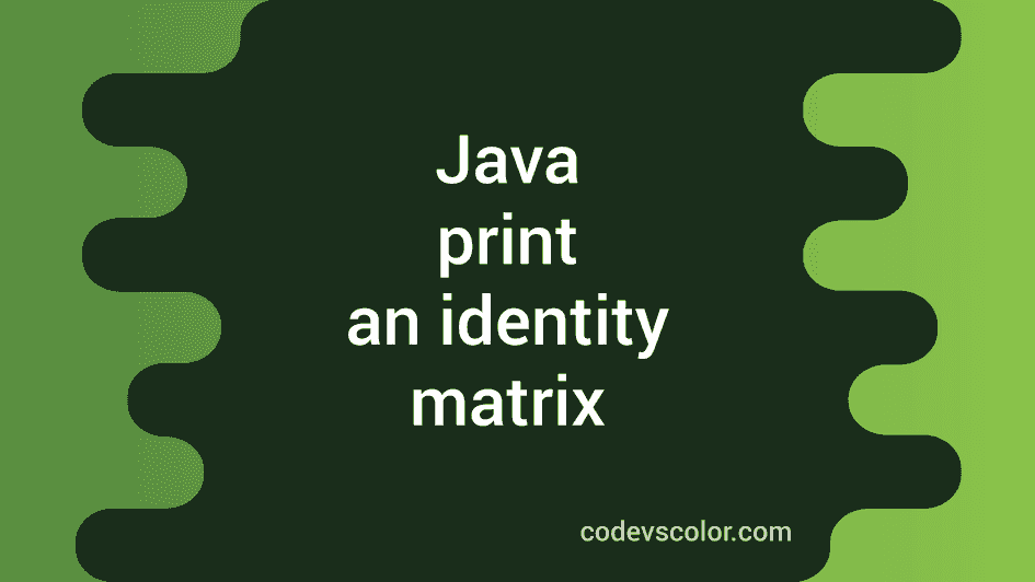 Java program to print an identity matrix - CodeVsColor