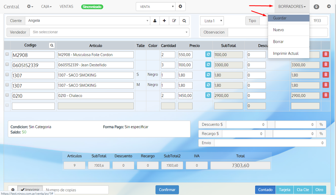 Borradores | Ninox Docs