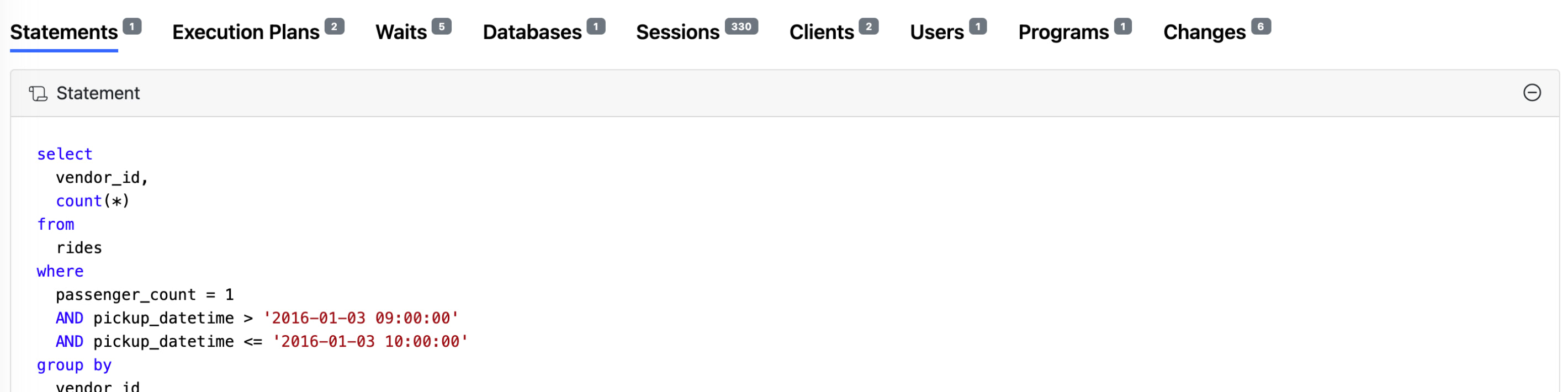 SQL View | DBmarlin Docs and Knowledge Base