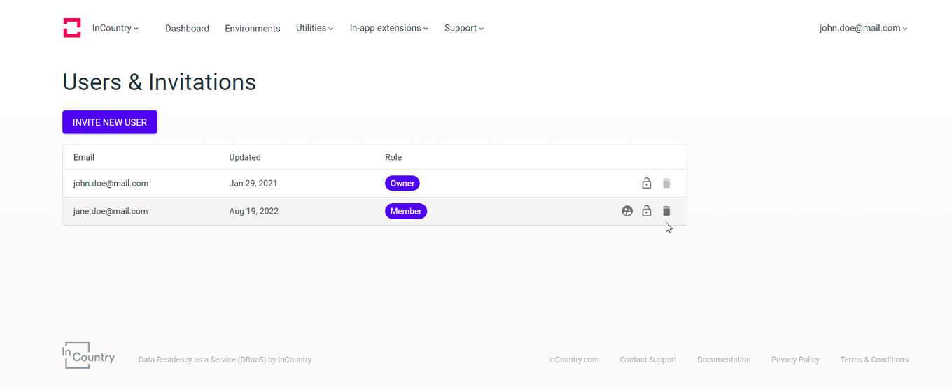 Managing users | InCountry Docs