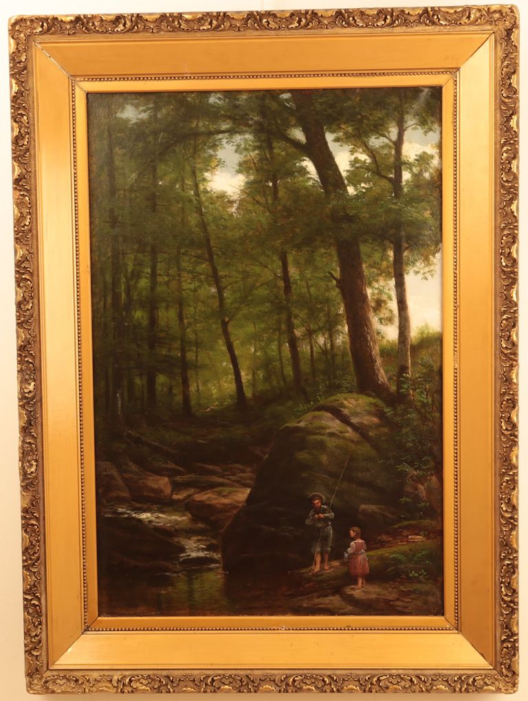 George Hetzel Painting - Ready to Fish - 19th Century American Fine Art