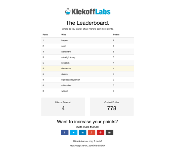 Introducing leaderboard pages and contest scoring for KickoffLabs ...