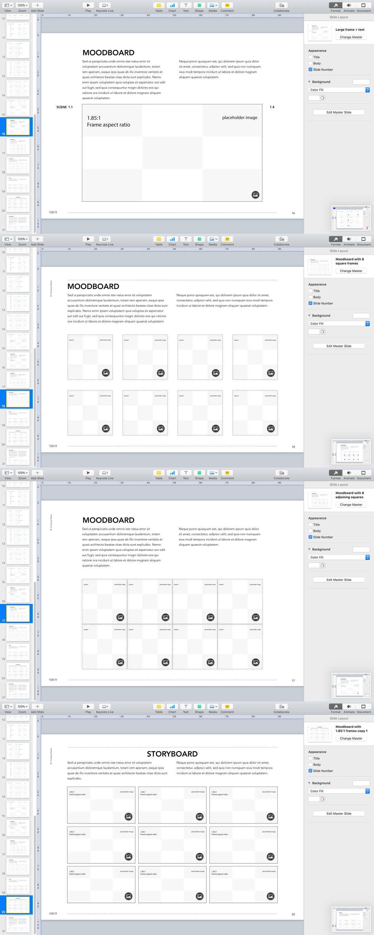 Apple Keynote theme for storyboard and film treatment | Templates Supply