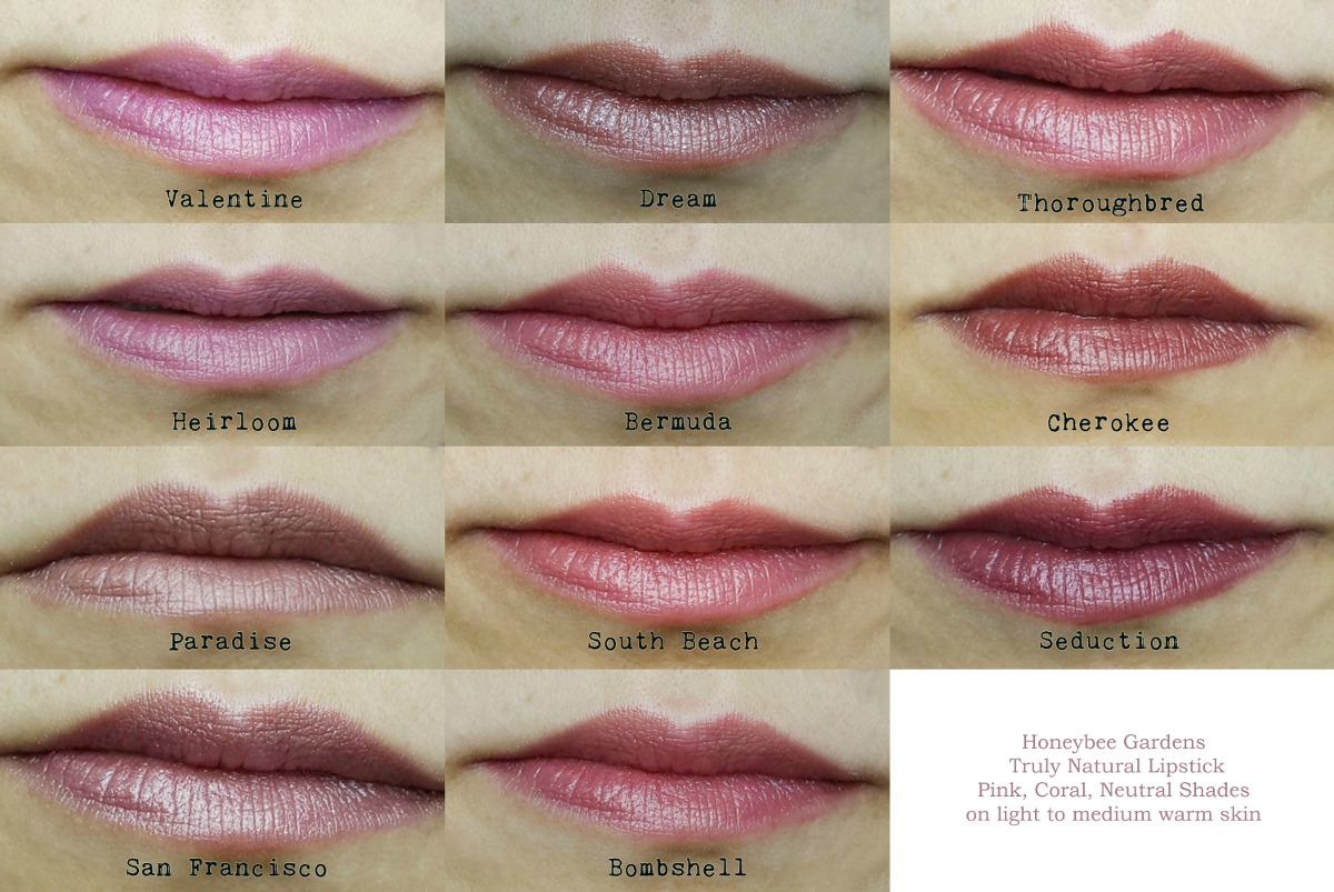Honeybee Gardens Truly Natural Lipsticks Swatches And Review | Petite ...