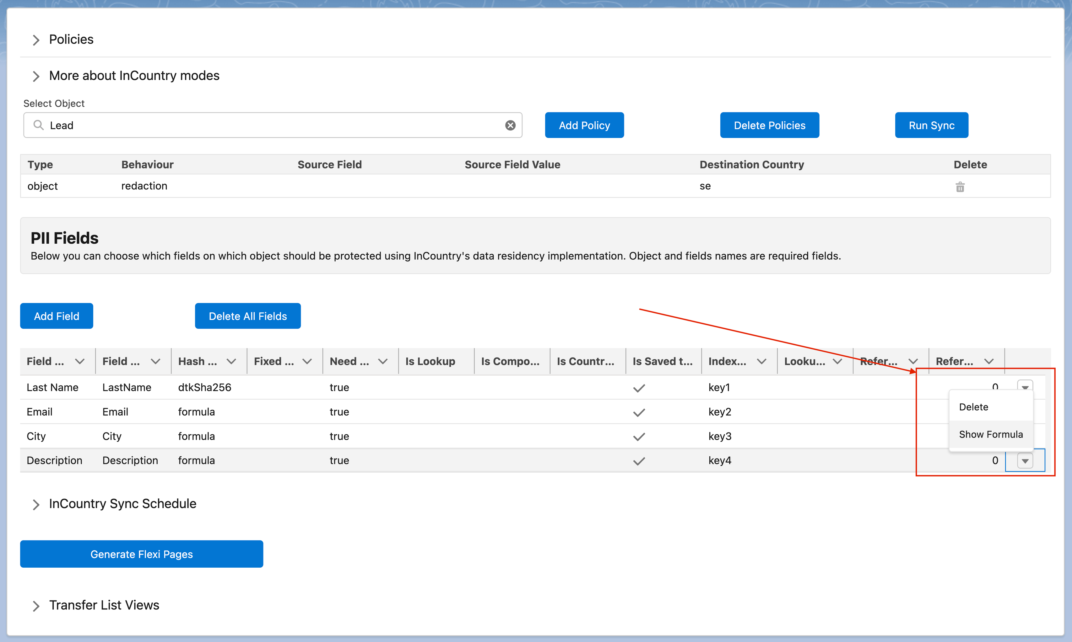 Managing protected fields - InCountry Docs