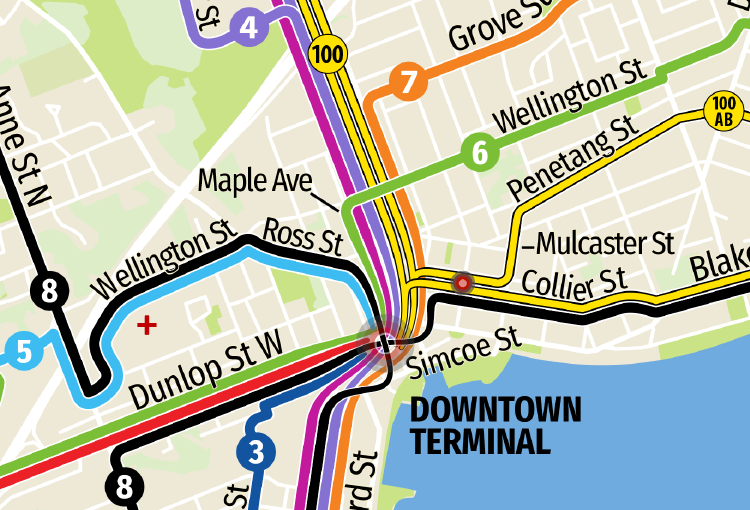 An update to my Barrie Transit map - Charles Marttinen