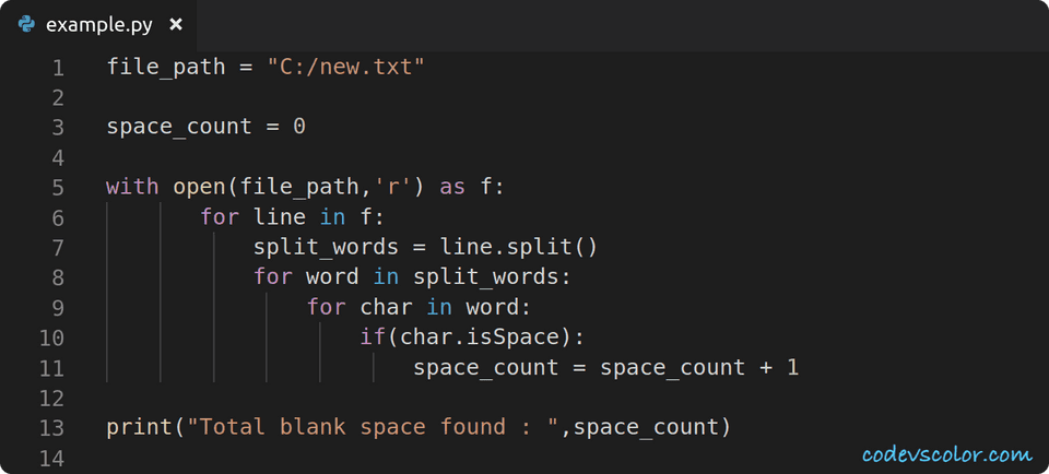 Python 3 Program To Count The Number Of Blank Spaces In A File 