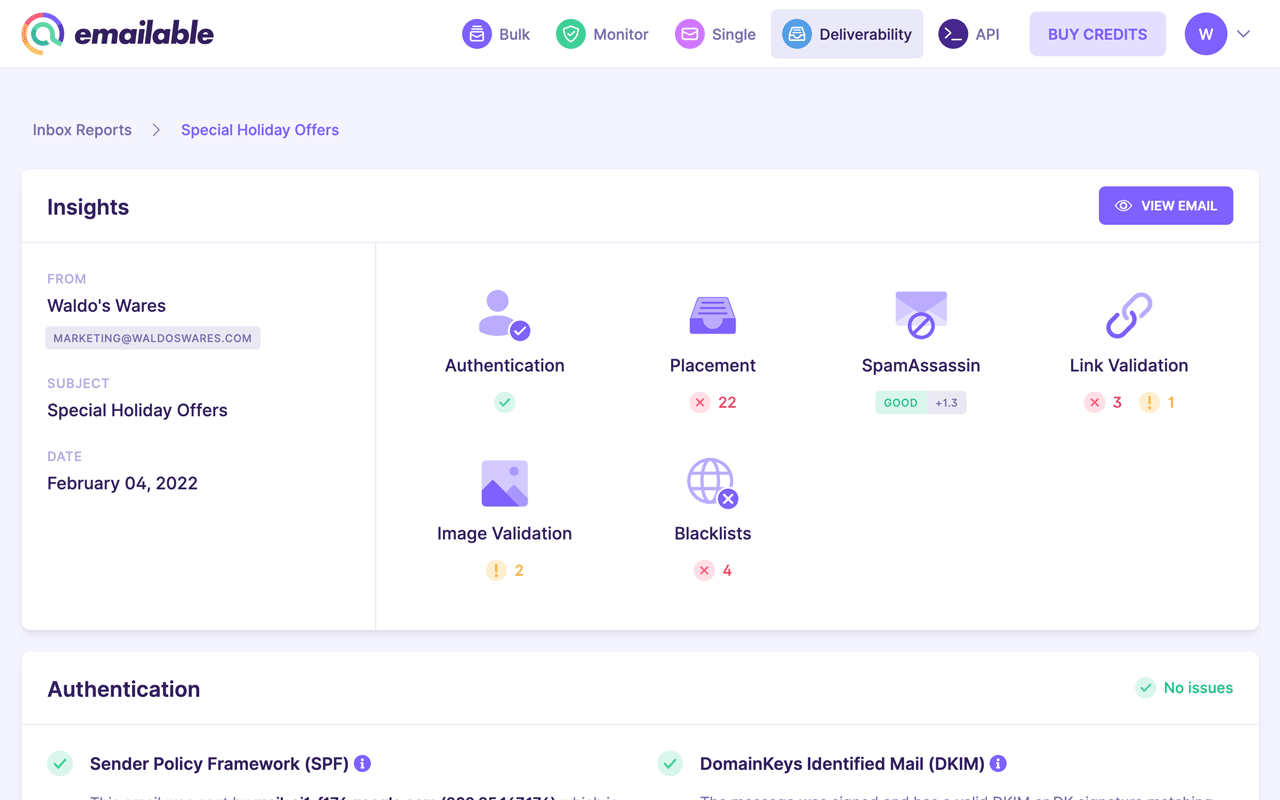 Email Deliverability Center | Emailable