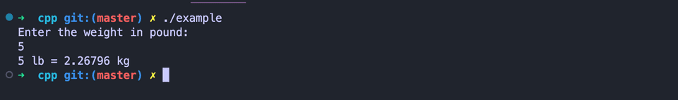 C++ program to convert a weight in pounds to kilogram - CodeVsColor