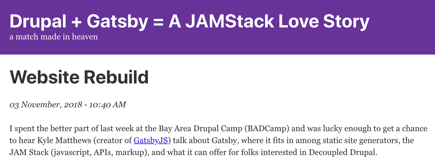 Tutorial: GatsbyJS for Drupalers; or, How to JAMStack-ify your Drupal Site with GatsbyJS | Ryan ...