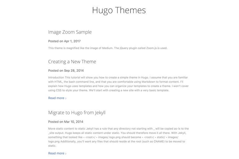 Complete List | Hugo Themes