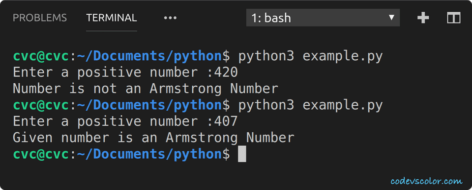 Python Program to find if a number is Armstrong or not - CodeVsColor