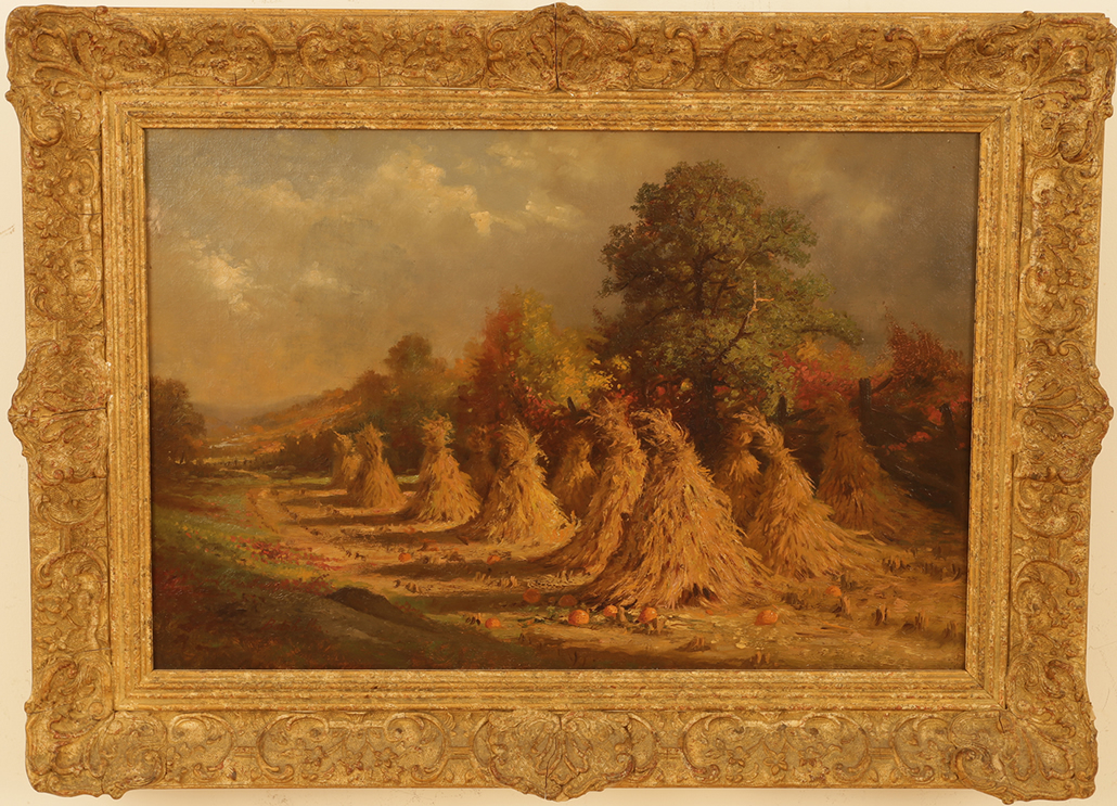 Frederick Stone Batcheller - Haystacks with Pumpkins - 19th Century ...