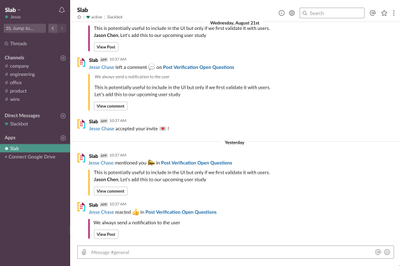 Slack Integration - Slab