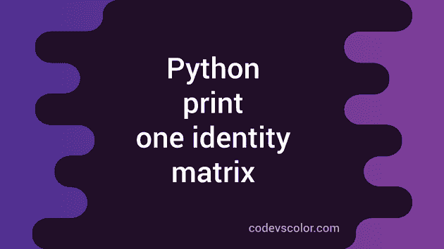 Python program to print one identity matrix - CodeVsColor