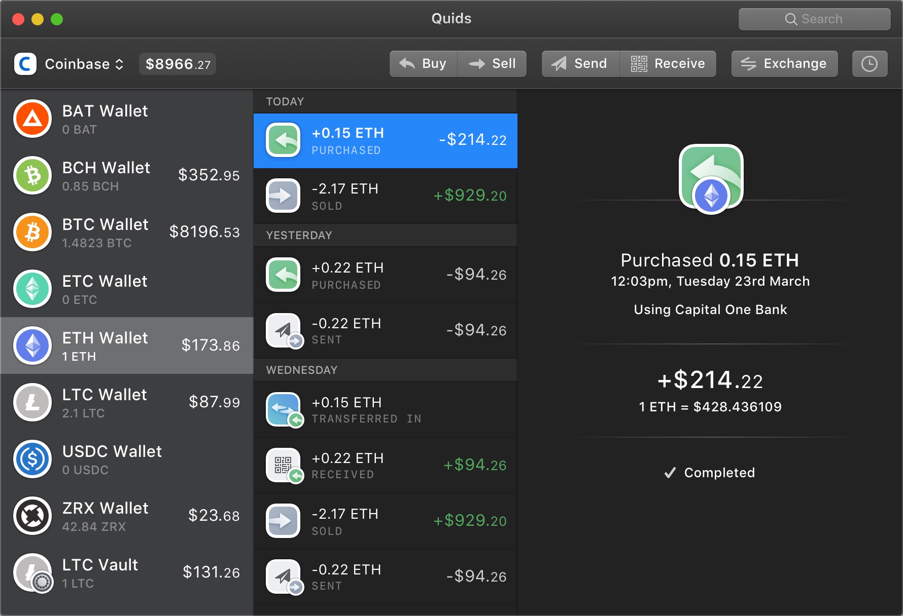 Quids - The cryptocurrency manager for your Mac