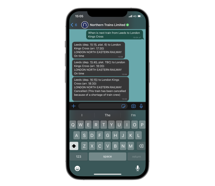 A WhatsApp travel chatbot for live train information across 2,500 stations