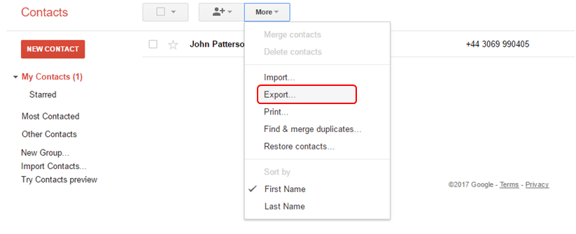 How to export Google contacts to a .csv file - Covve