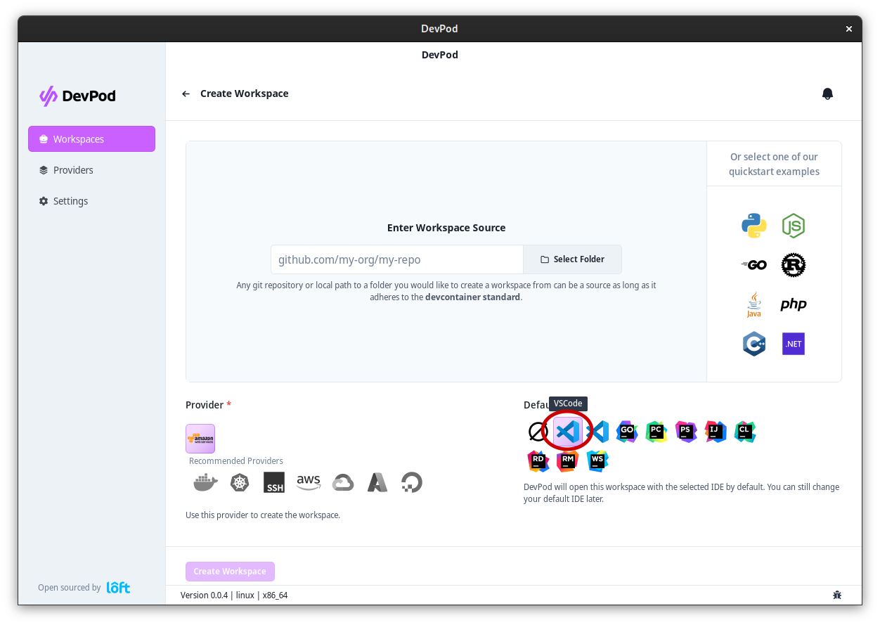 Quickstart VS Code | DevPod docs | DevContainers everywhere