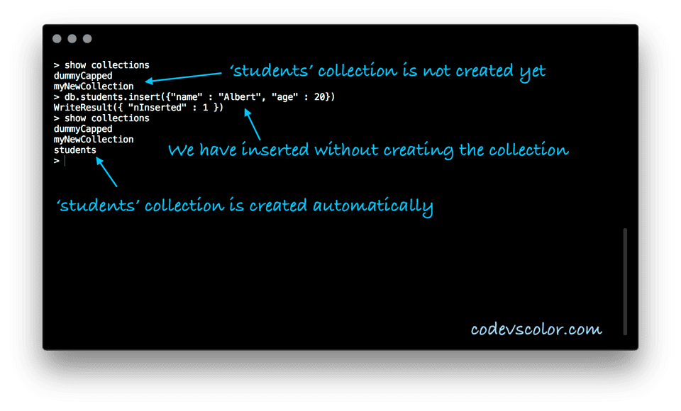 How to create a simple and capped collection in MongoDB - CodeVsColor