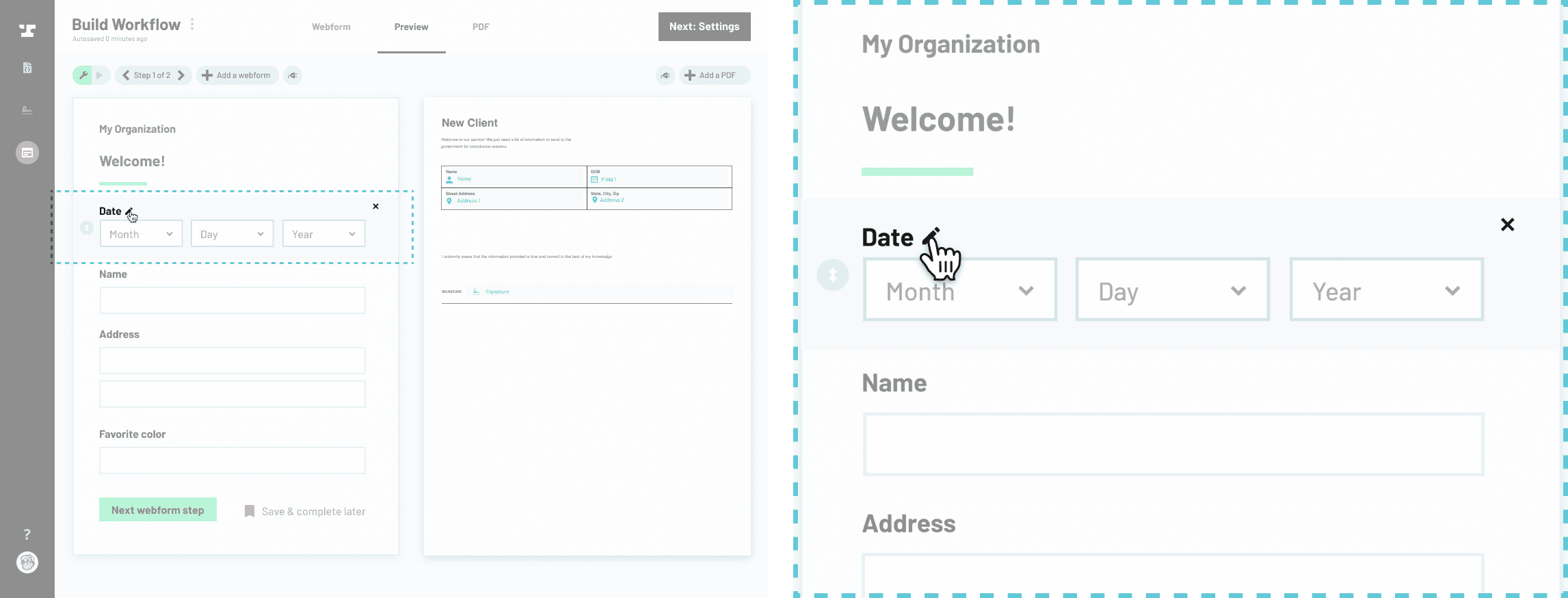 Change the format of a date selector in a webform